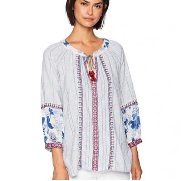 Johnny Was | Tops | Euc Johnny Was Blouse Boho Mix Top Peasant ...
